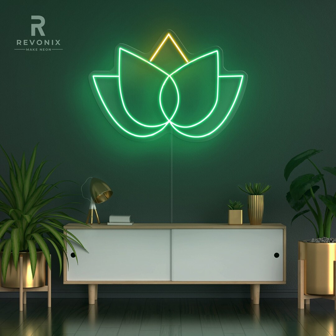 Lotus Flower Neon Sign Beautiful Floral Decor Customizable - Etsy