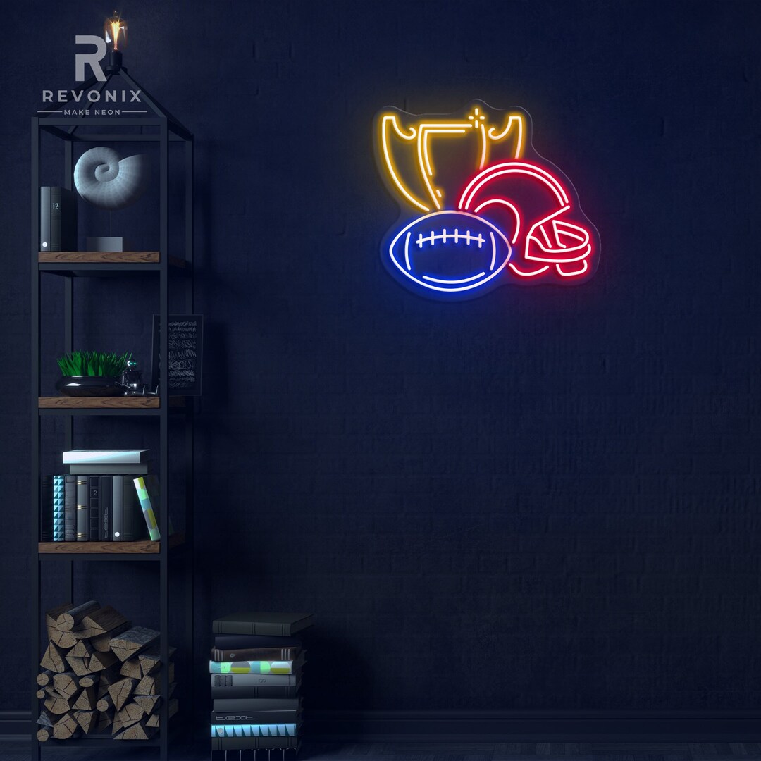 Rugby Football Helmet and Trophy Neon Sign Sporty LED Decor - Etsy