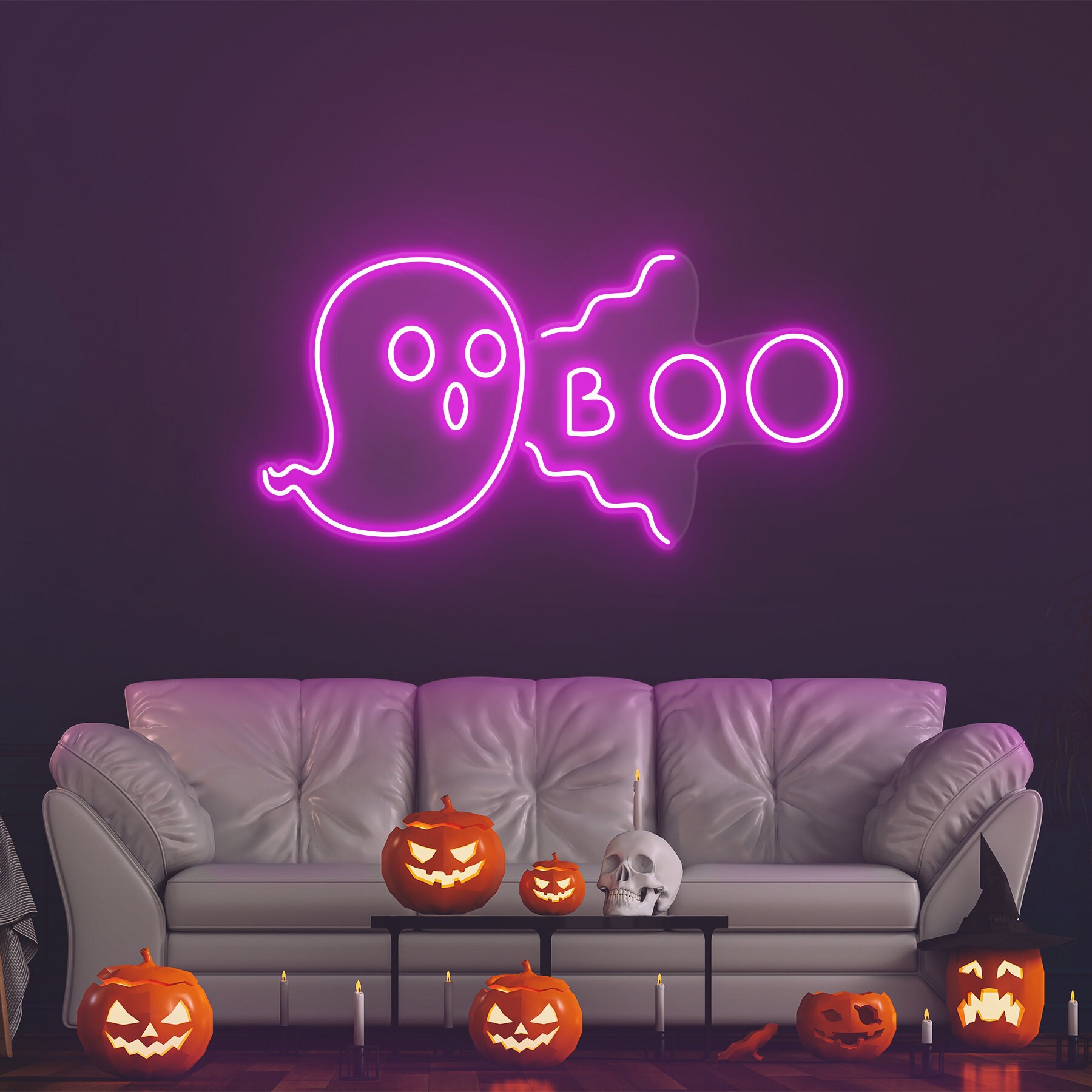 Ghost Boo LED Neon Sign Spooky Halloween Neon Light Custom - Etsy