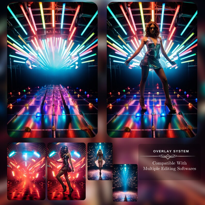 30 Disco Party Dance Backdrop With Neon Background for Composite Photo ...