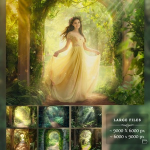 Lush Greenery Forest Archway Digital Backdrops: 30 Enchanted Forest for Photo Manipulation, 30 ...