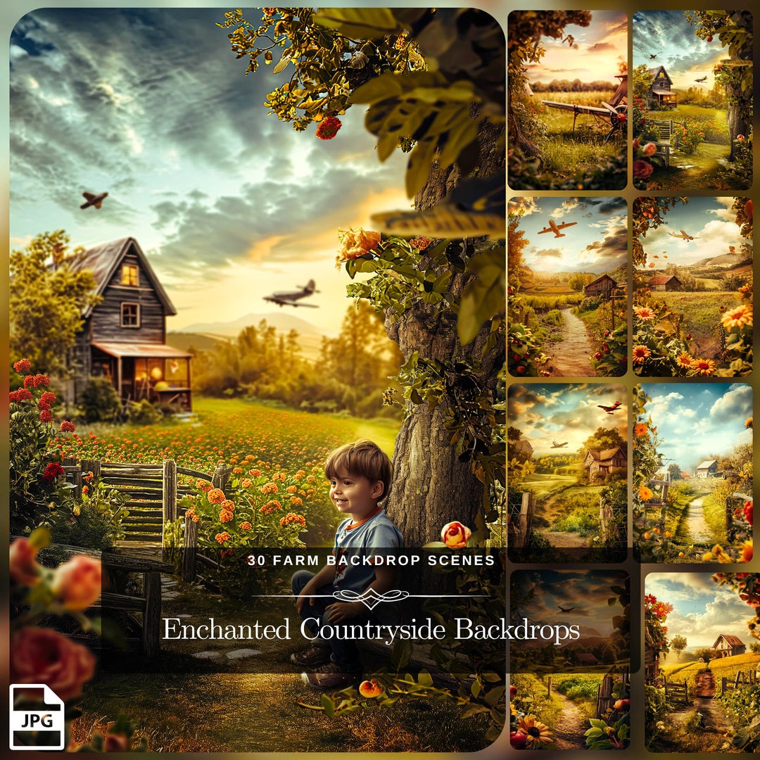 Enchanted Countryside Landscape Digital Backdrops: 30 Farm Backdrop ...