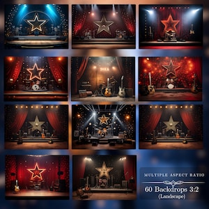 Rockstar Backdrop With Stage Lights: 120 Superstar Backdrops, Music ...