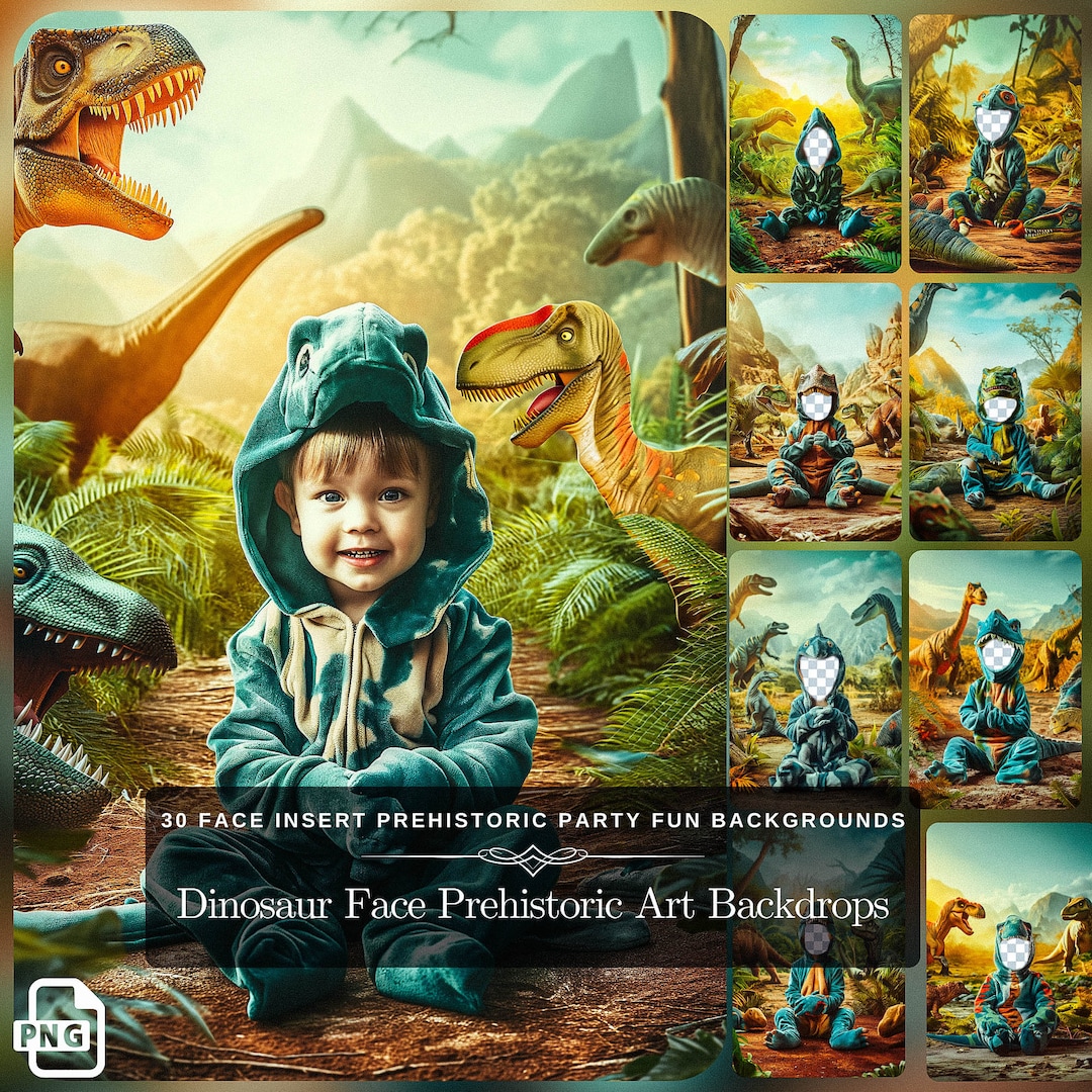 Editable Background Dinosaur Face Prehistoric Art: 30 Digital Backdrop ...