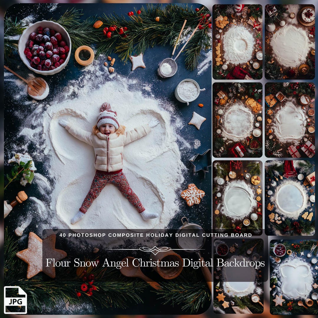Flour Snow Angel Christmas Digital Backdrop: 40 Photoshop Composite ...