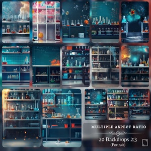 Chemistry Lab Digital Backdrops: 40 School Kids Mad Scientist JPG Files ...