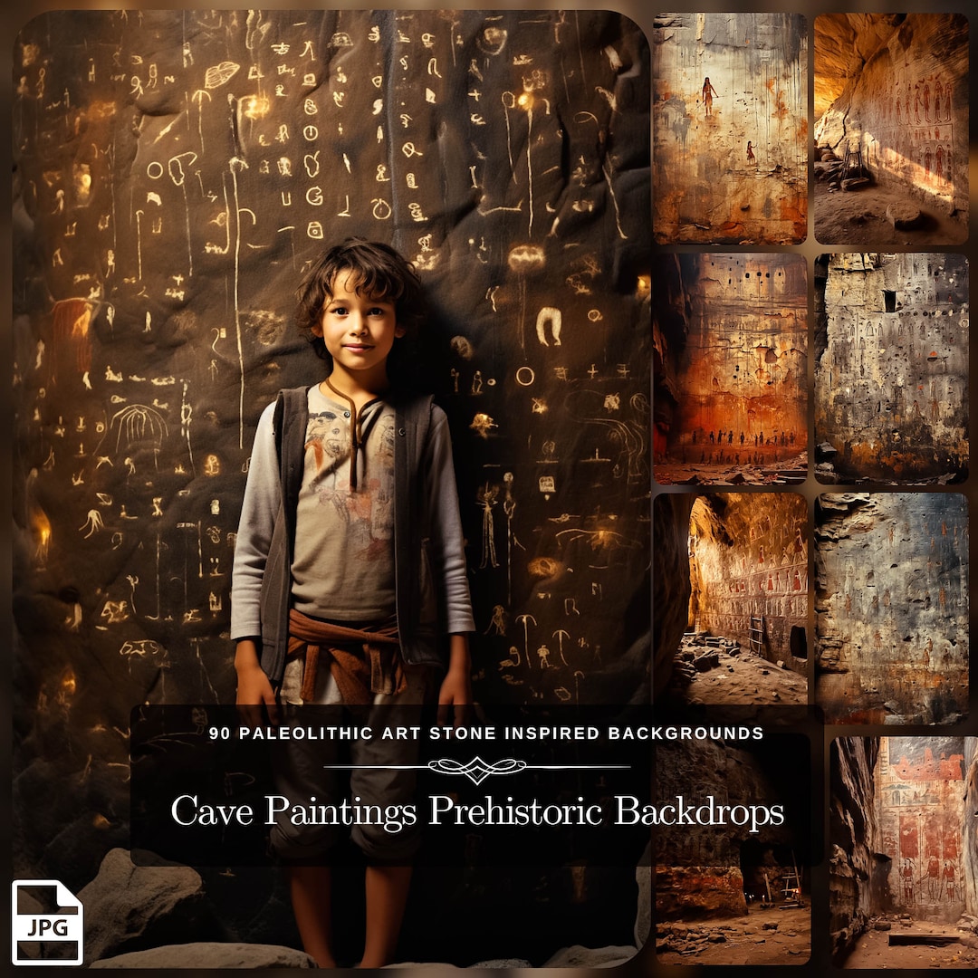 Cave Paintings Prehistoric Art Fun Backdrop: 90 Paleolithic Art Stone ...