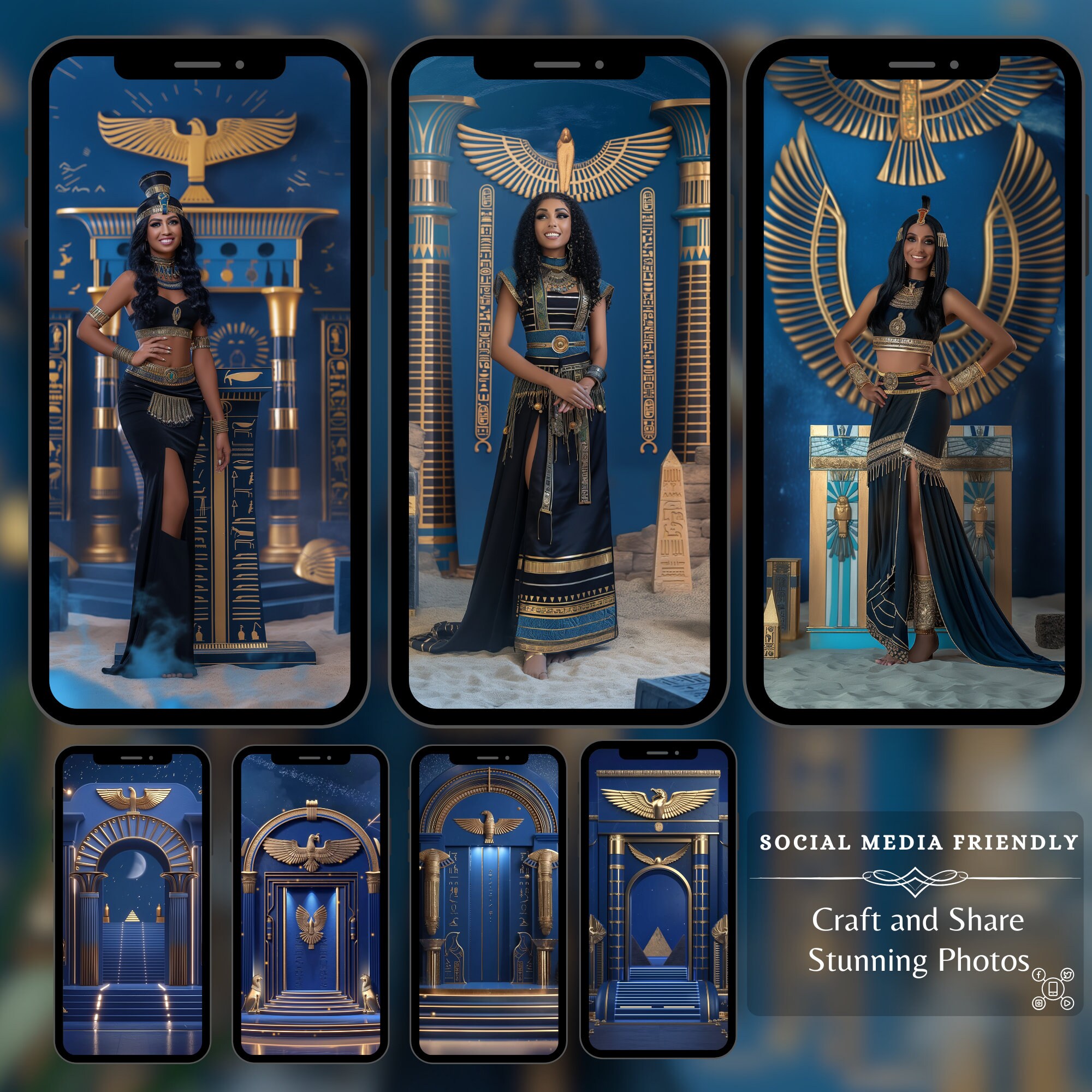 Egyptian Blue Digital Backdrops : 40 Egyptian Style Digital Backgrounds ...