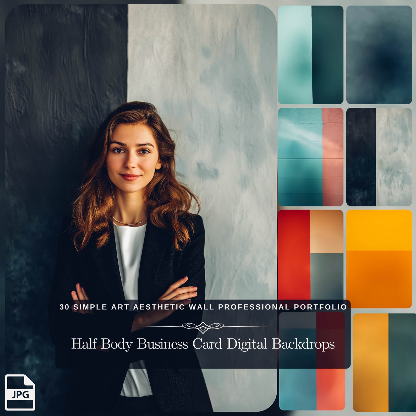 Half Body Business Card Digital Backdrops: 30 Simple Art Aesthetic Wall ...
