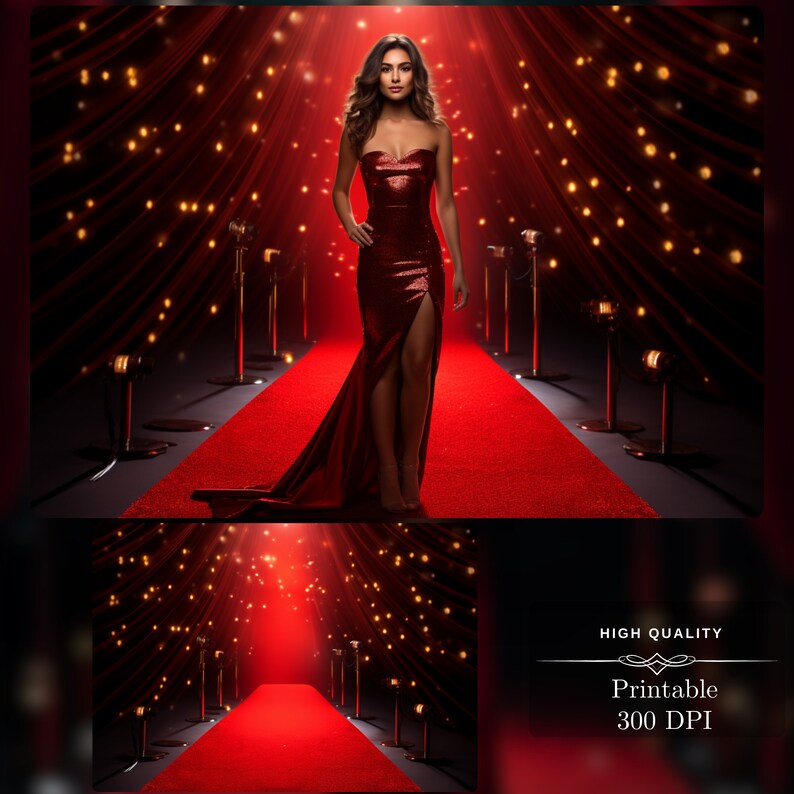 Hollywood Star Red Carpet Backdrop for Social Media: 30 Premium Digital ...