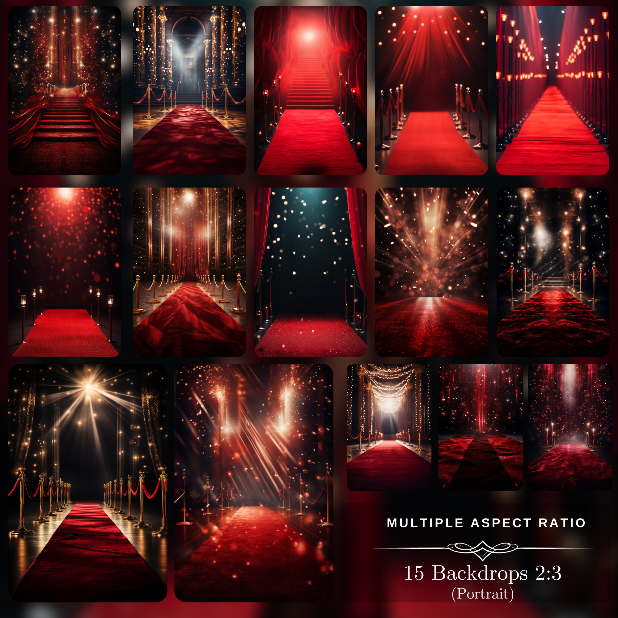 Hollywood Star Red Carpet Backdrop for Social Media: 30 Premium Digital ...