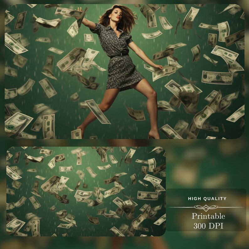 30 Dollar Sign Digital Backdrops: Raining Money Photo Backdrop With 100 ...