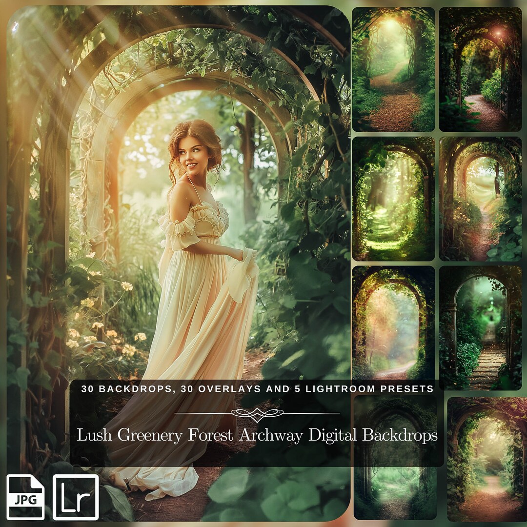 Lush Greenery Forest Archway Digital Backdrops: 30 Enchanted Forest for ...
