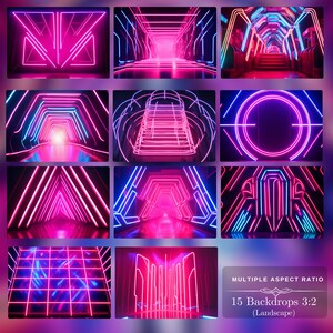 30 Glow in the Dark Neon Backdrop With 10 PS Overlays: Neon Sign ...