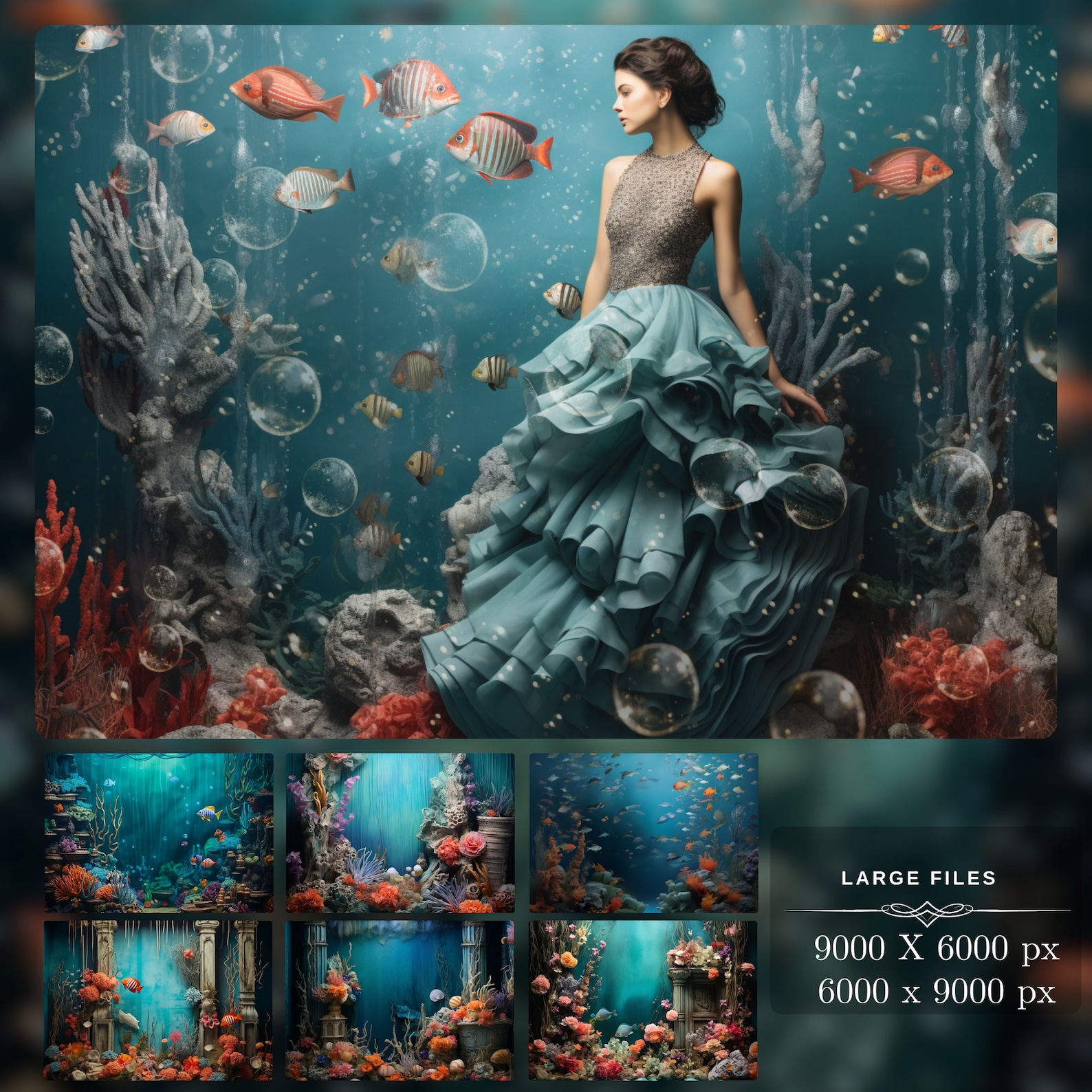 Under the Sea Backdrop Collection: 10 Bubble Overlays and 30 Photo ...