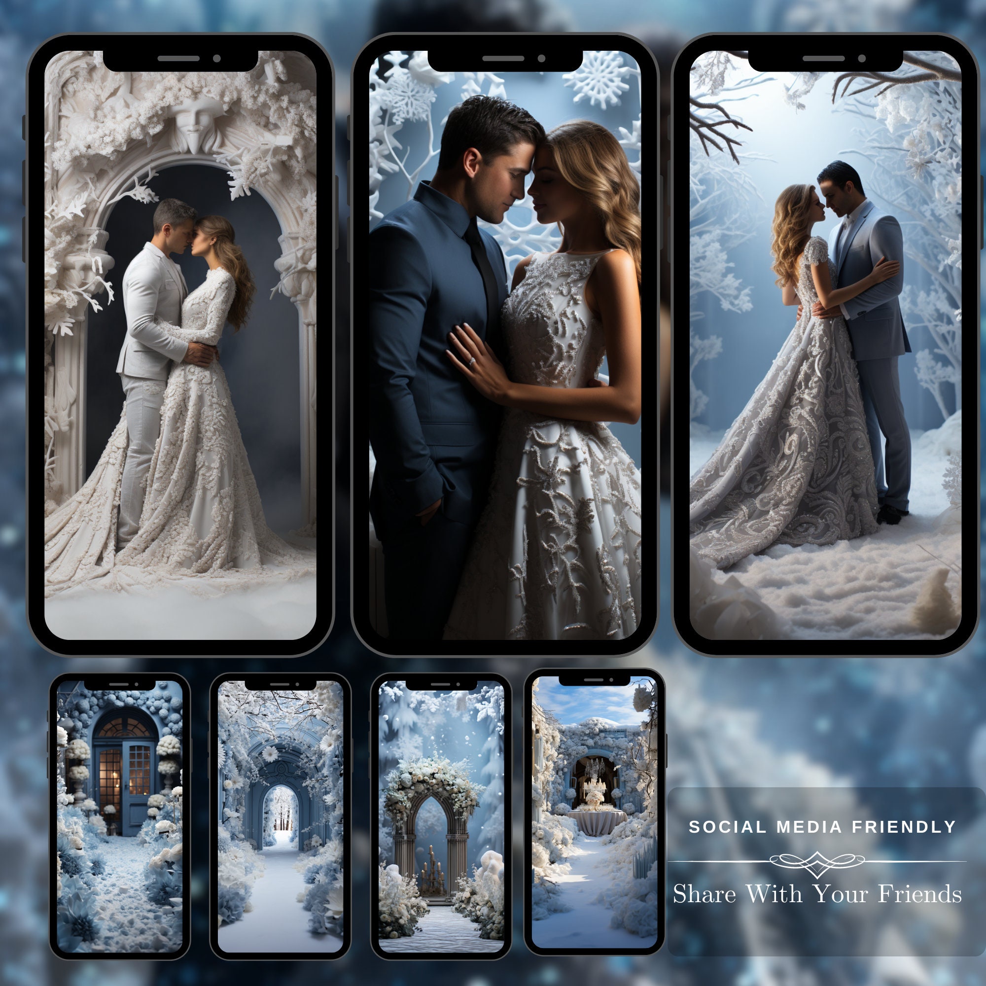 Winter Landscape Wedding Arch Backdrop: 30 Frozen Background Set & 10 ...