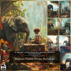 Elephant Backdrop Seaside Escape: 30 Dreamy Landscape Photo Backdrops ...
