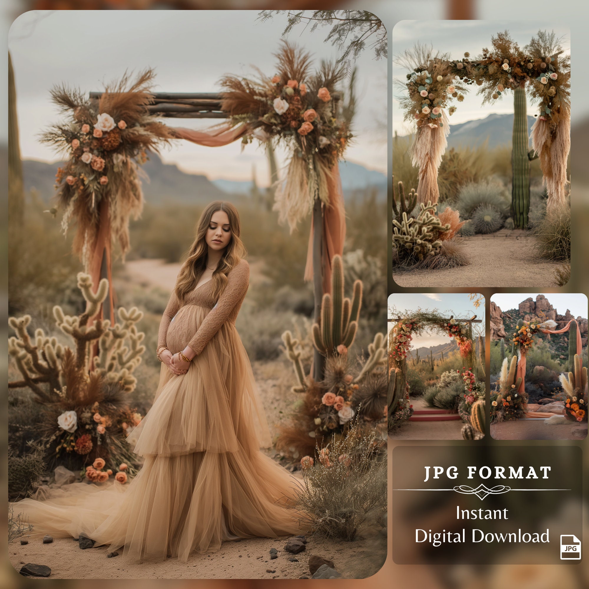 Western Style Boho Desert Flower Arch Backdrop: 40 Maternity Background ...