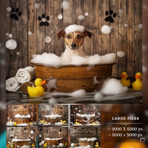Cute Pets Bath Time Digital Backdrops : 40 Bubble Bath Art Digital Prop ...