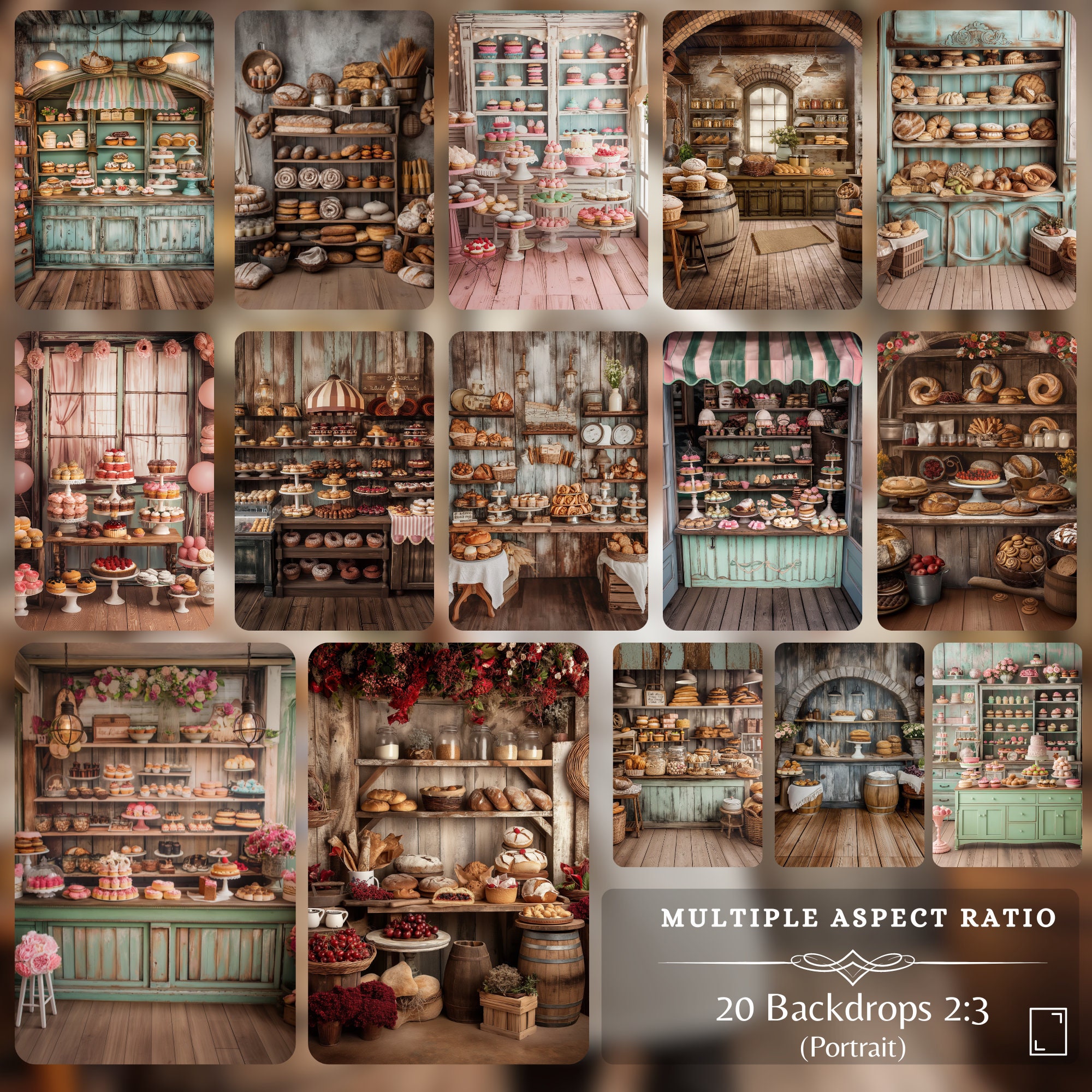 French Bakery Nostalgia: 40 Vintage Bakery Digital Backgrounds for ...