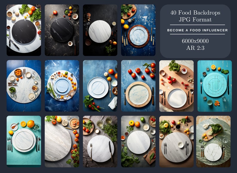 40 Premium Food Photography Backdrops Food Bloggers, Instagram ...