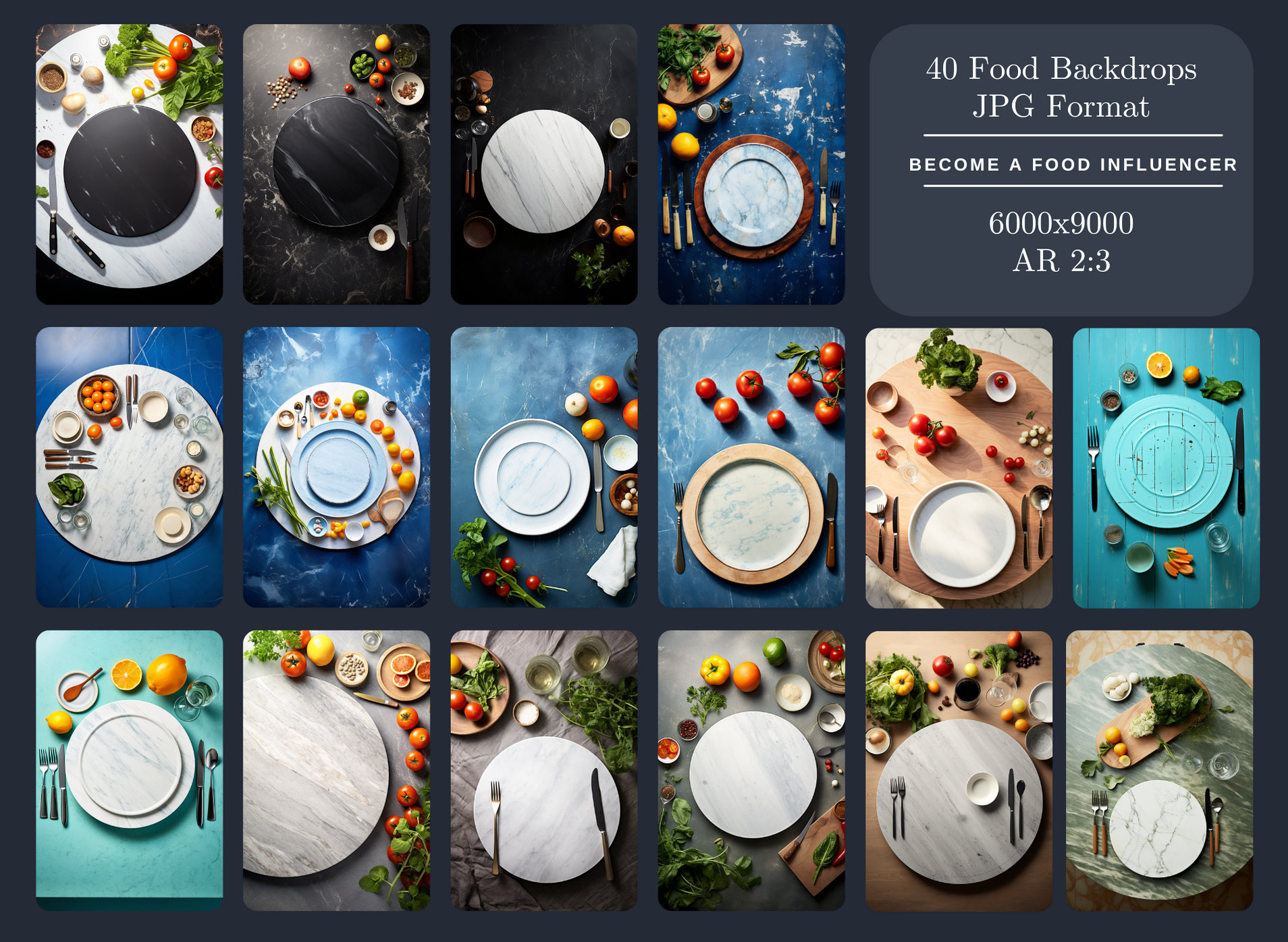 40 Premium Food Photography Backdrops Food Bloggers, Instagram ...
