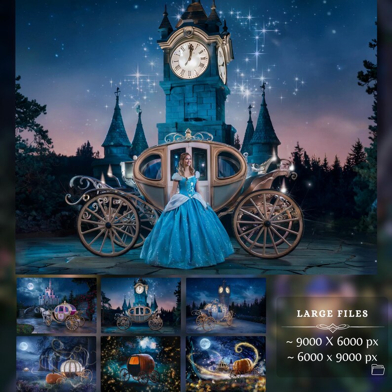 Once Upon A Time Cinderella Backdrop Set: 40 Magical Digital Backdrops Fairy Gardens, Pumpkin ...