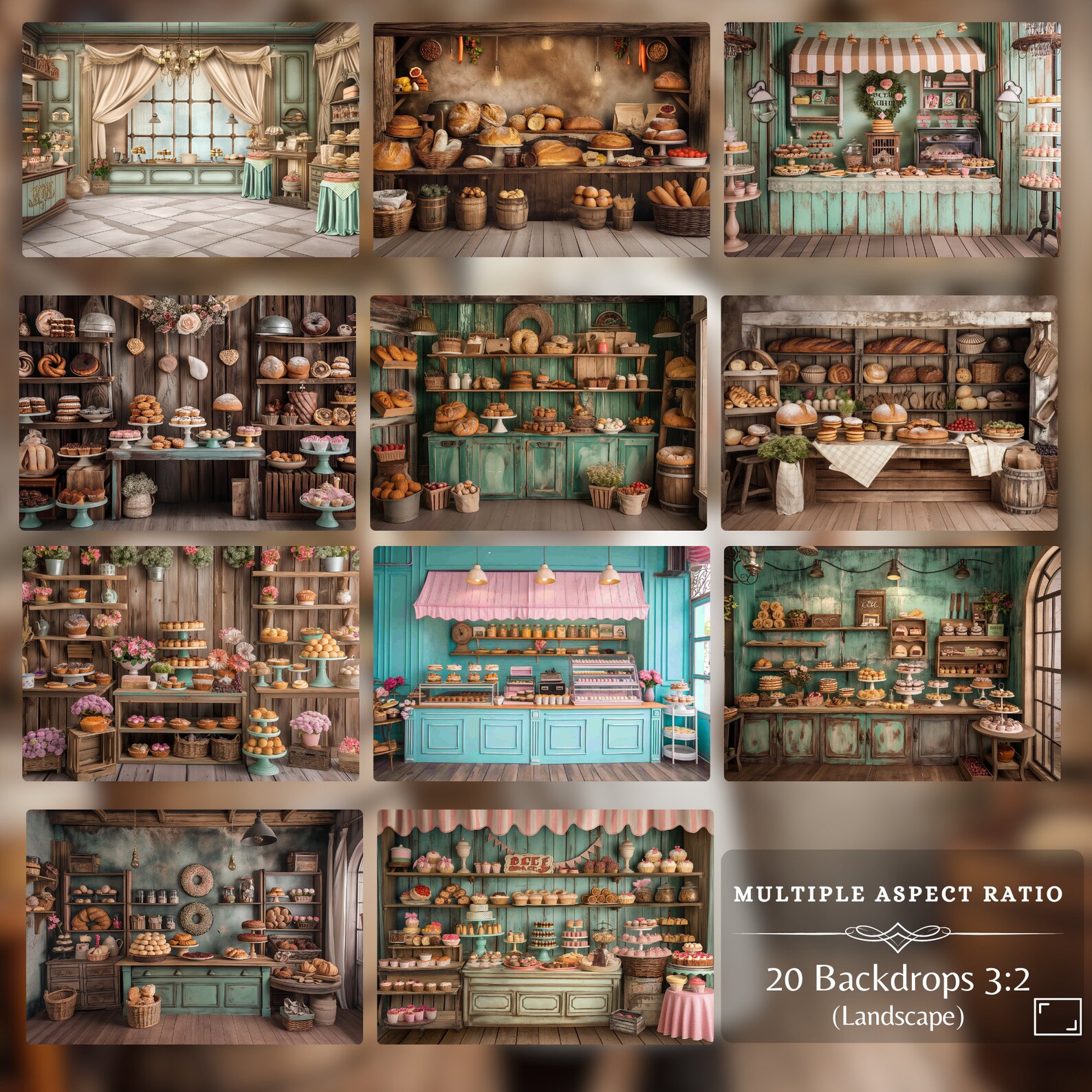 French Bakery Nostalgia: 40 Vintage Bakery Digital Backgrounds for ...
