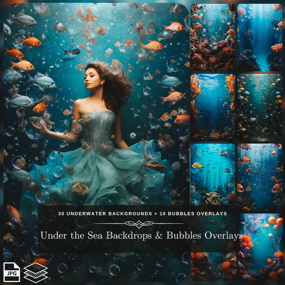 Under the Sea Backdrop Collection: 10 Bubble Overlays and 30 Photo ...