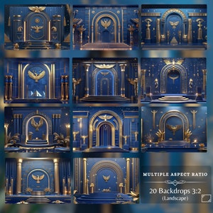 Egyptian Blue Digital Backdrops : 40 Egyptian Style Digital Backgrounds ...