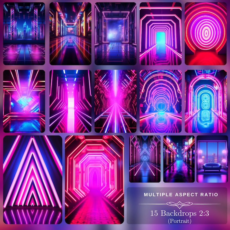 30 Glow in the Dark Neon Backdrop With 10 PS Overlays: Neon - Etsy