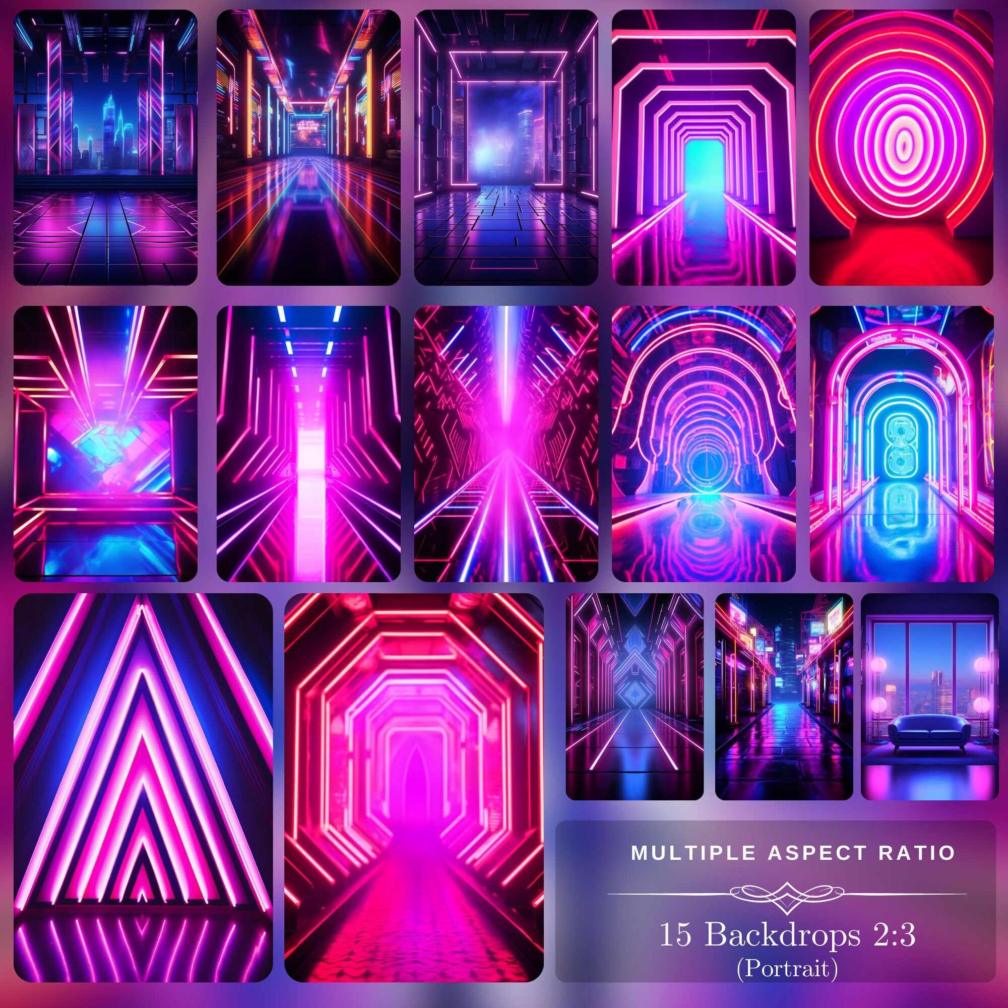 30 Glow in the Dark Neon Backdrop With 10 PS Overlays: Neon - Etsy