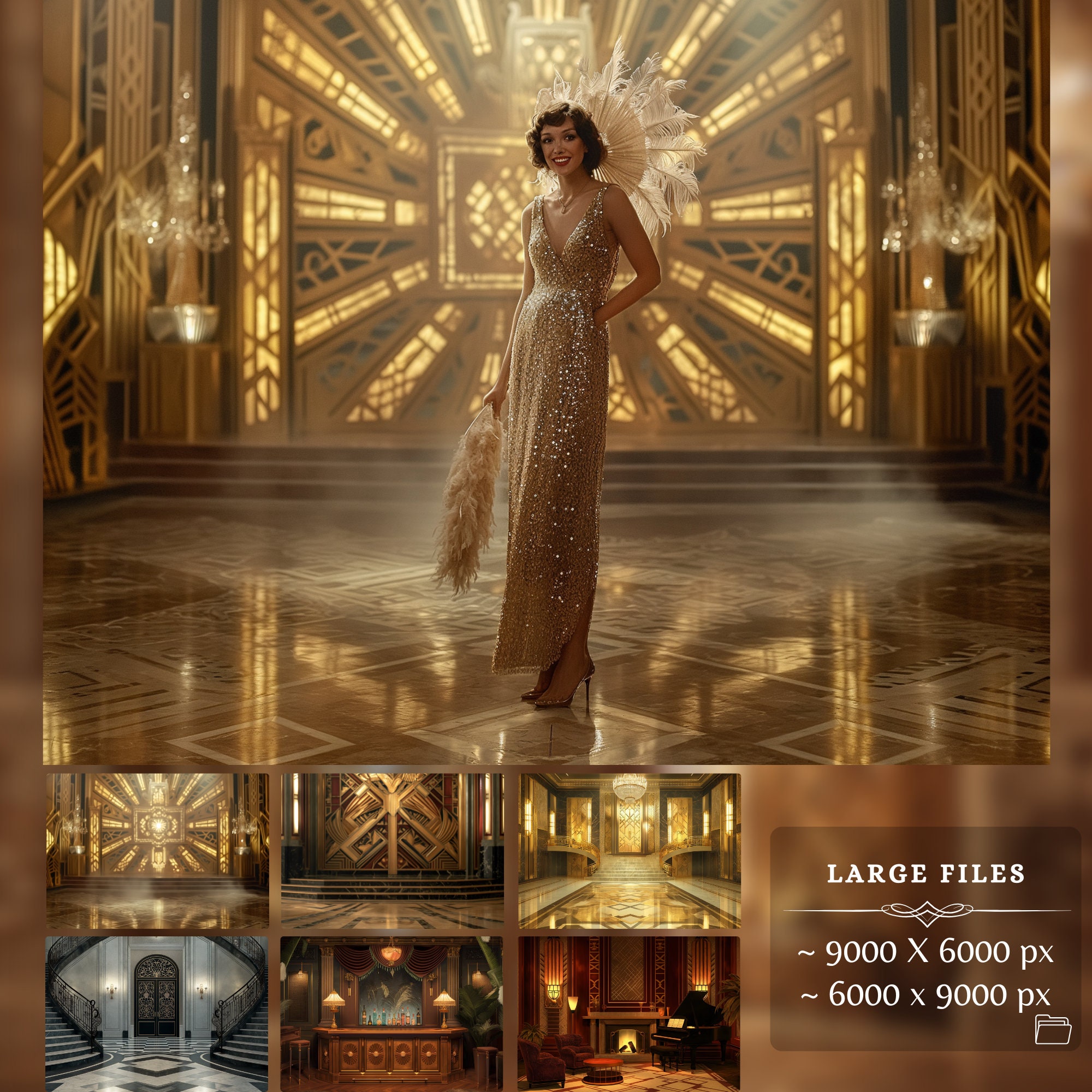 Jazz Age Ballroom Backdrop: 30 Great Gatsby Theme Digital Backdrop JPG ...
