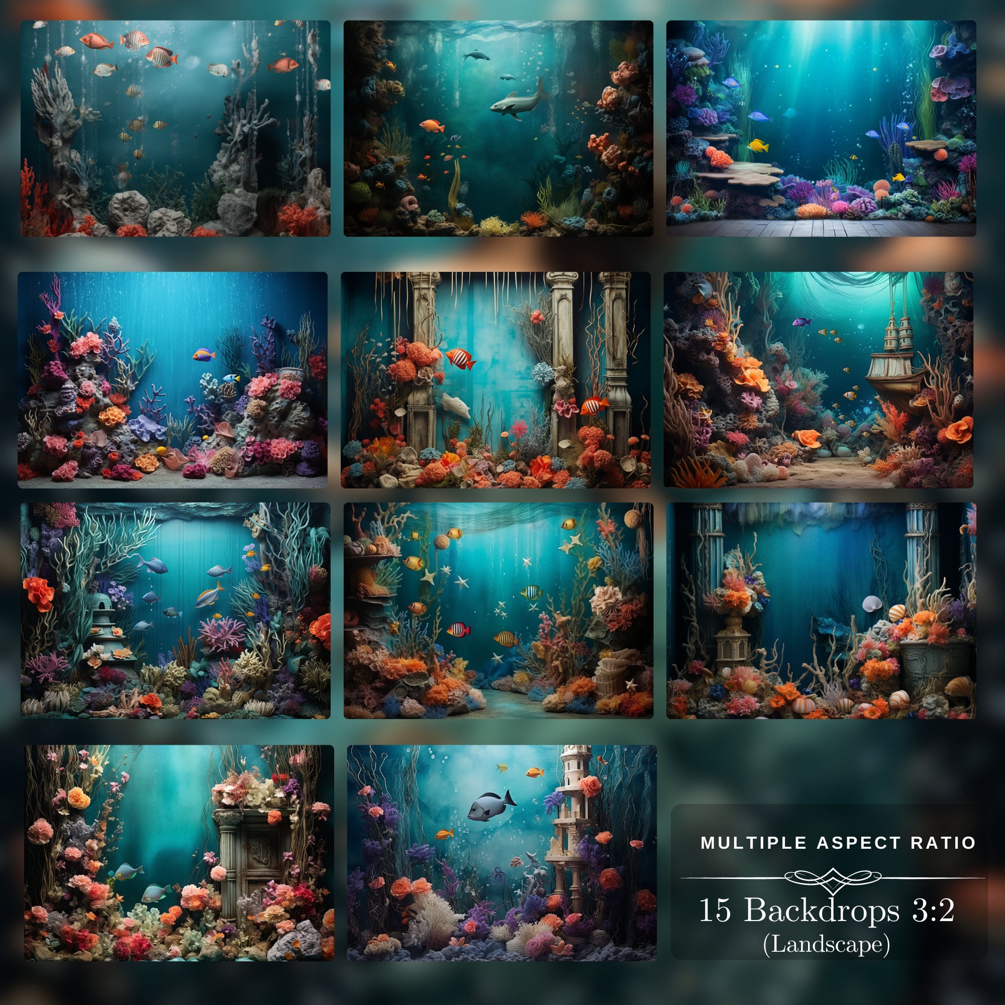 Under the Sea Backdrop Collection: 10 Bubble Overlays and 30 Photo ...