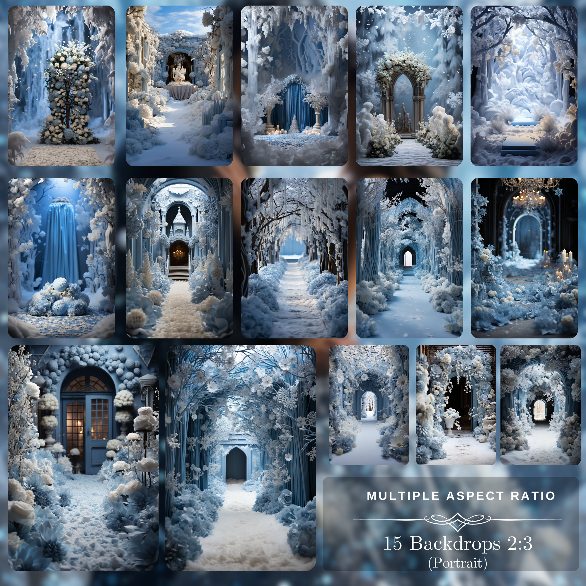 Winter Landscape Wedding Arch Backdrop: 30 Frozen Background Set & 10 ...