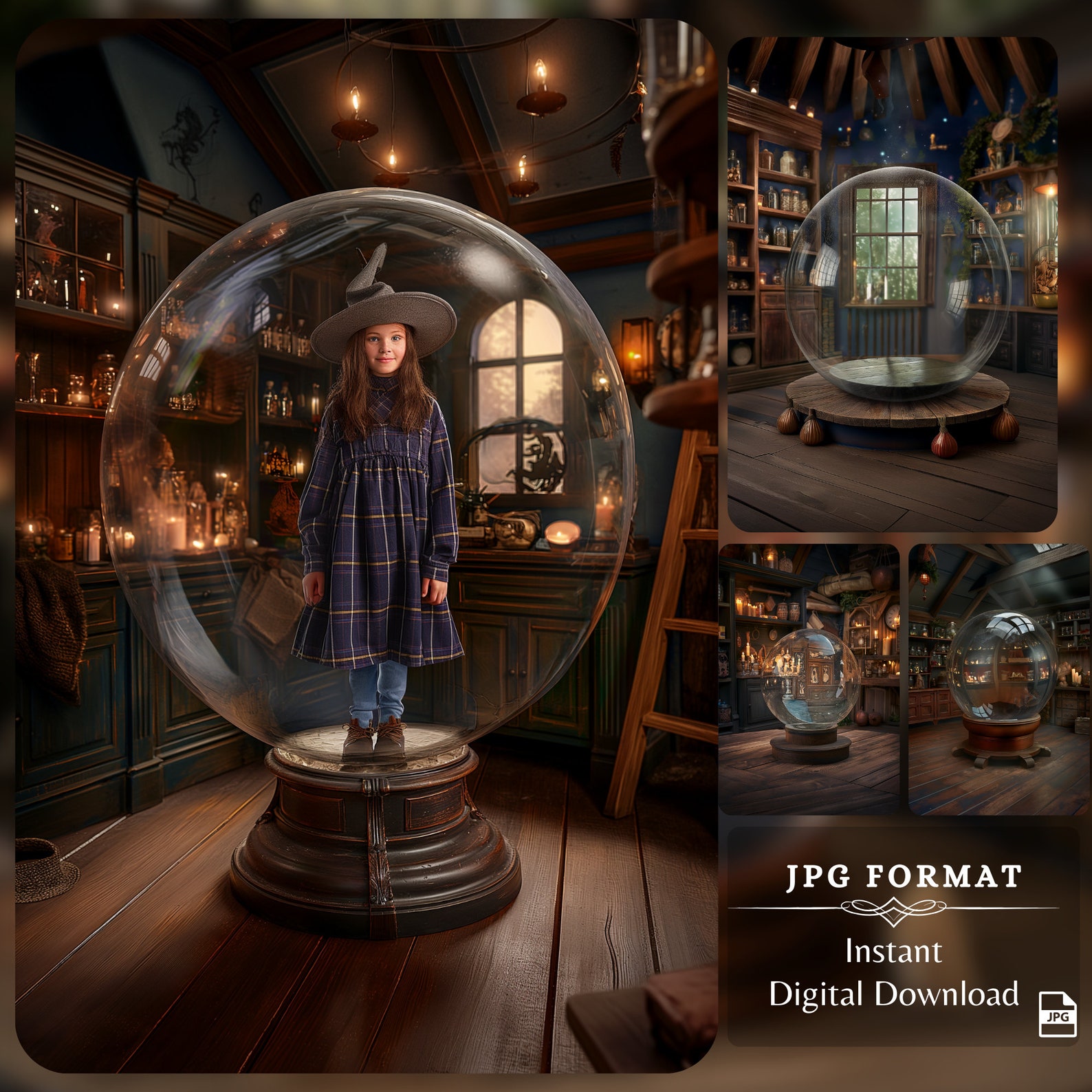 Magic Orb Fantasy Scene Digital Backdrops: 40 Witch Room and Wizard ...