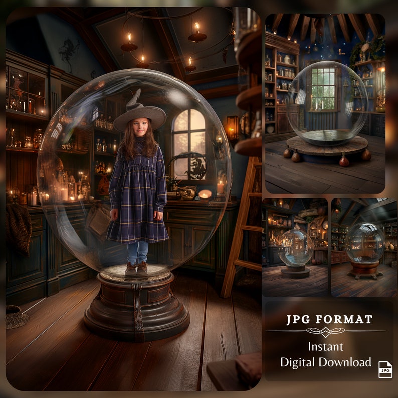Magic Orb Fantasy Scene Digital Backdrops: 40 Witch Room and Wizard ...