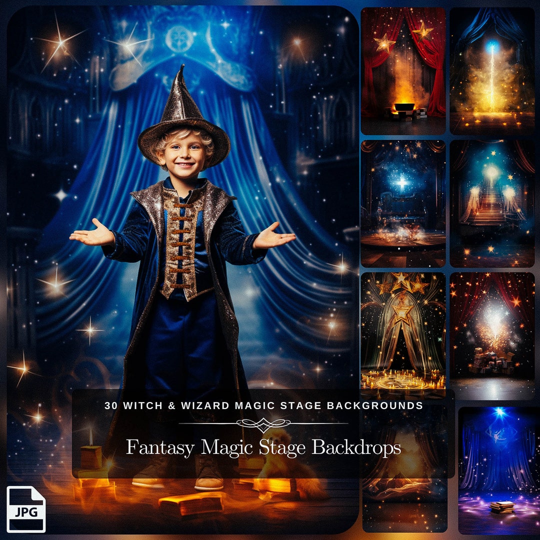 Witch & Wizard Printable Magic Stage - 30 Kids Magic Show Stage ...