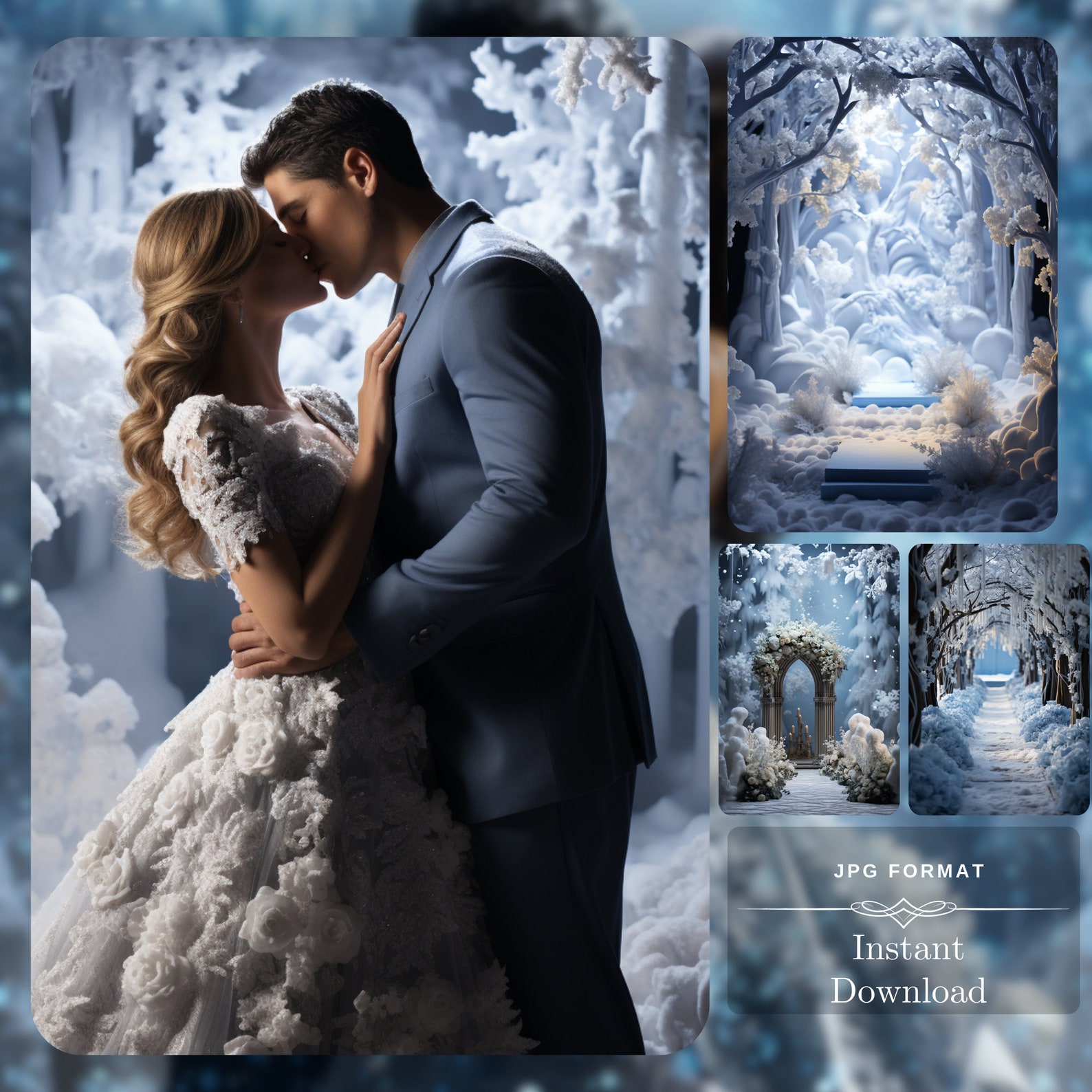 Winter Landscape Wedding Arch Backdrop: 30 Frozen Background Set & 10 ...