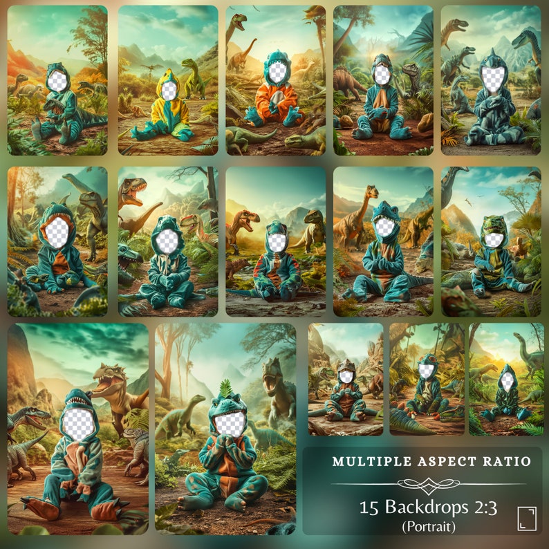 Editable Background Dinosaur Face Prehistoric Art: 30 Digital Backdrop ...
