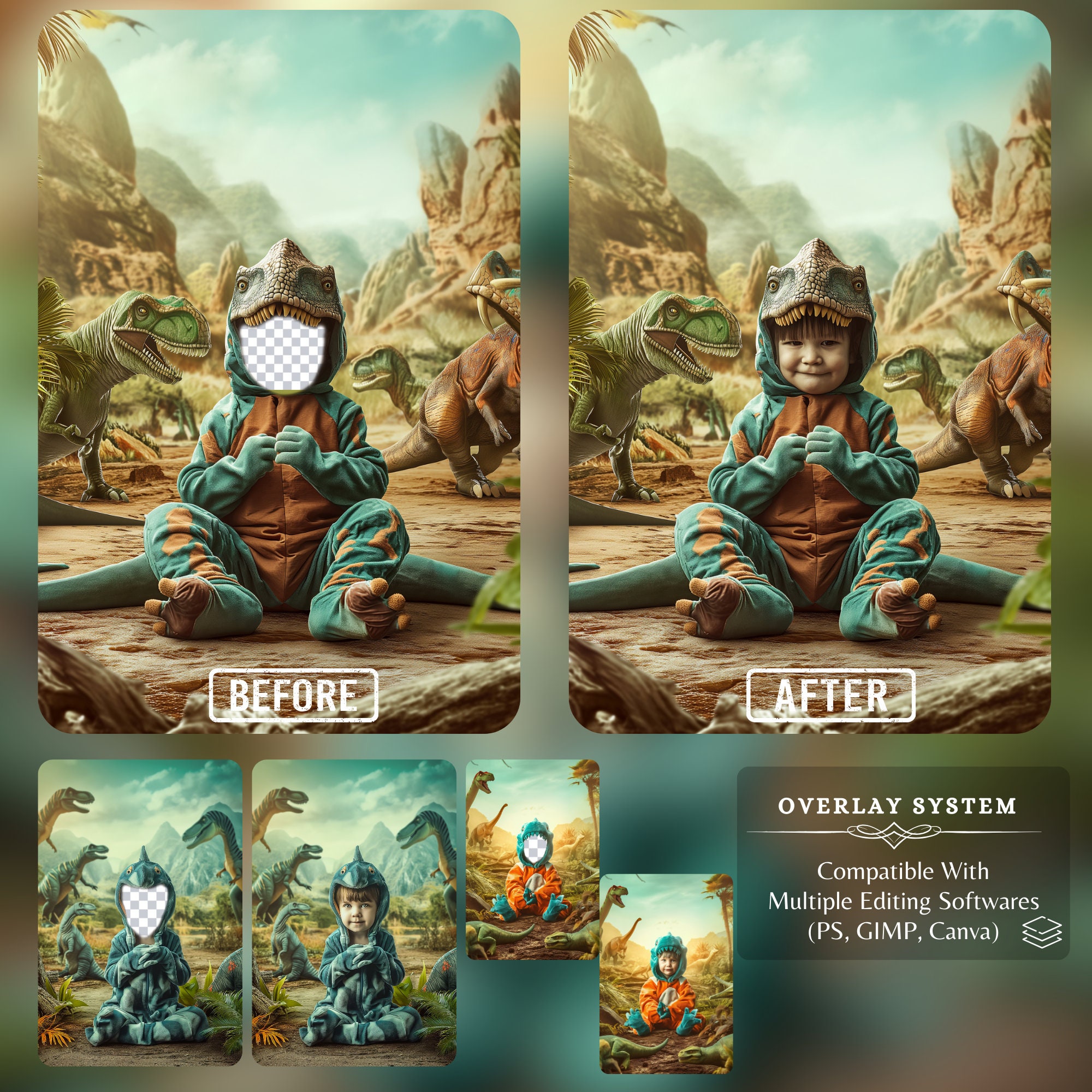 Editable Background Dinosaur Face Prehistoric Art: 30 Digital Backdrop ...