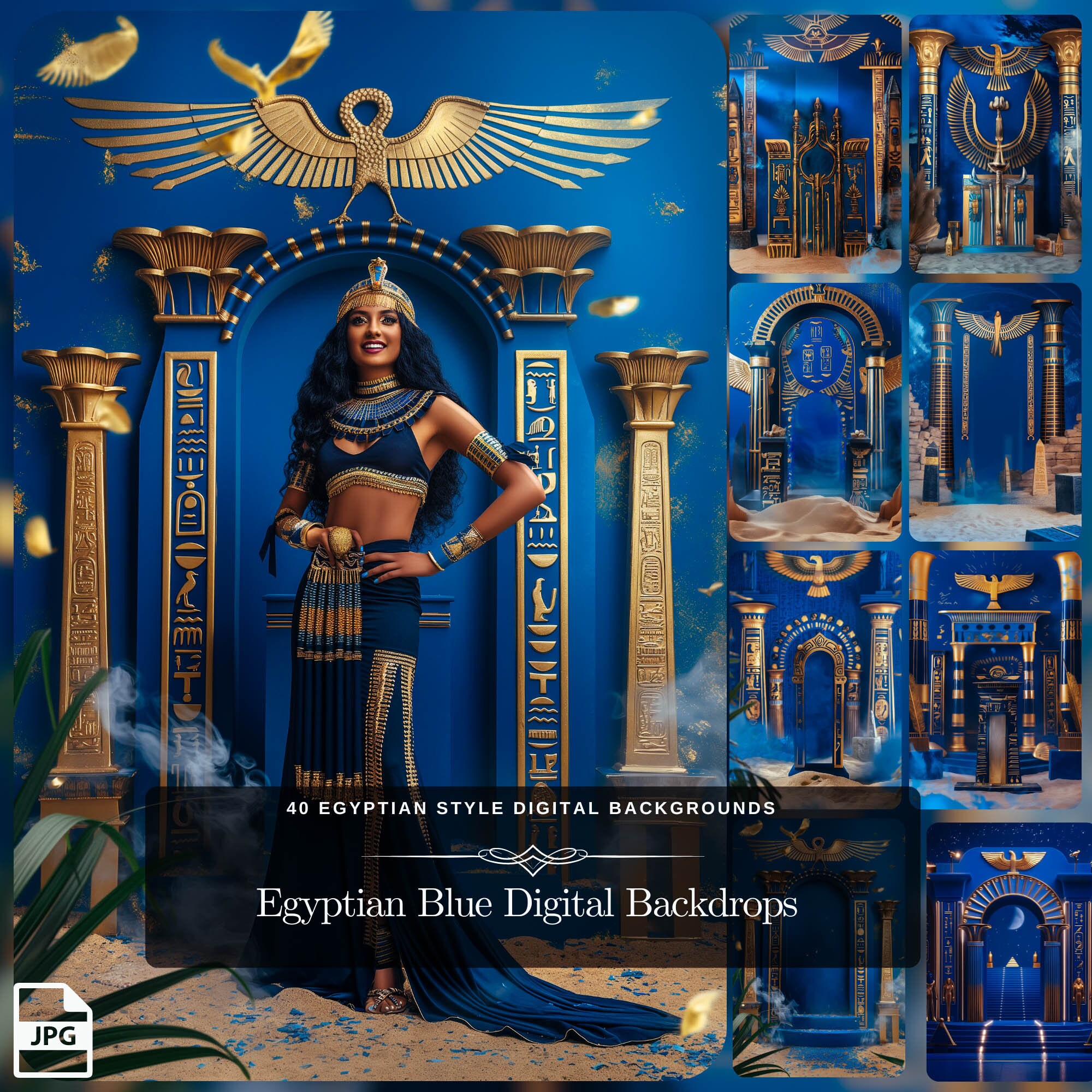 Egyptian Blue Digital Backdrops : 40 Egyptian Style Digital Backgrounds ...
