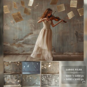 Floating Musical Sheet Digital Backdrops : 40 Musical Notes & Floating ...