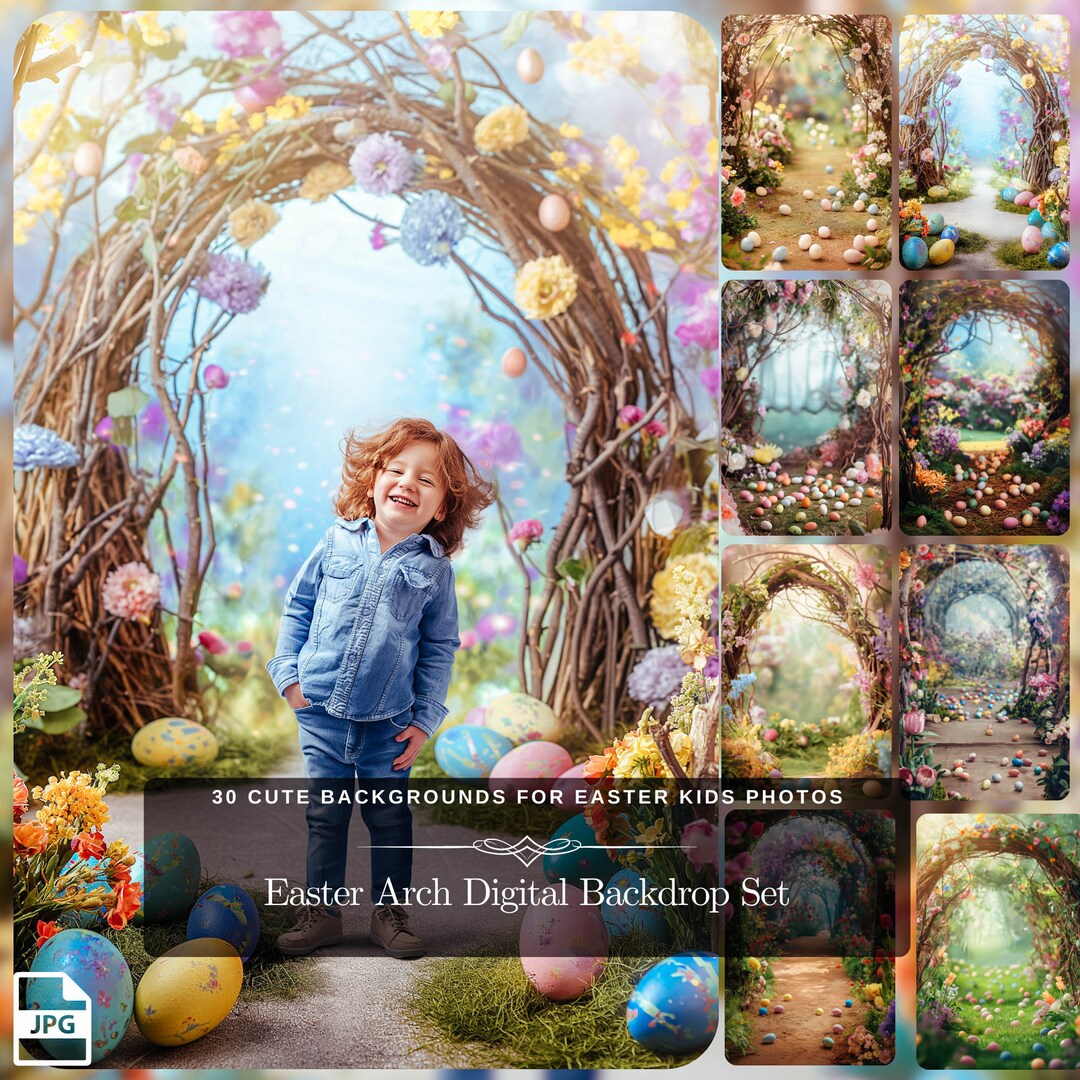 Easter Arch Digital Backdrop Set: 30 Easter Bundle of Fine Art Backdrop ...
