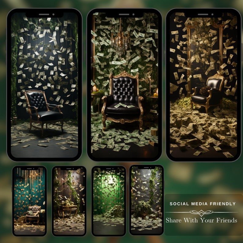 30 Dollar Sign Digital Backdrops: Raining Money Photo Backdrop With 100 ...