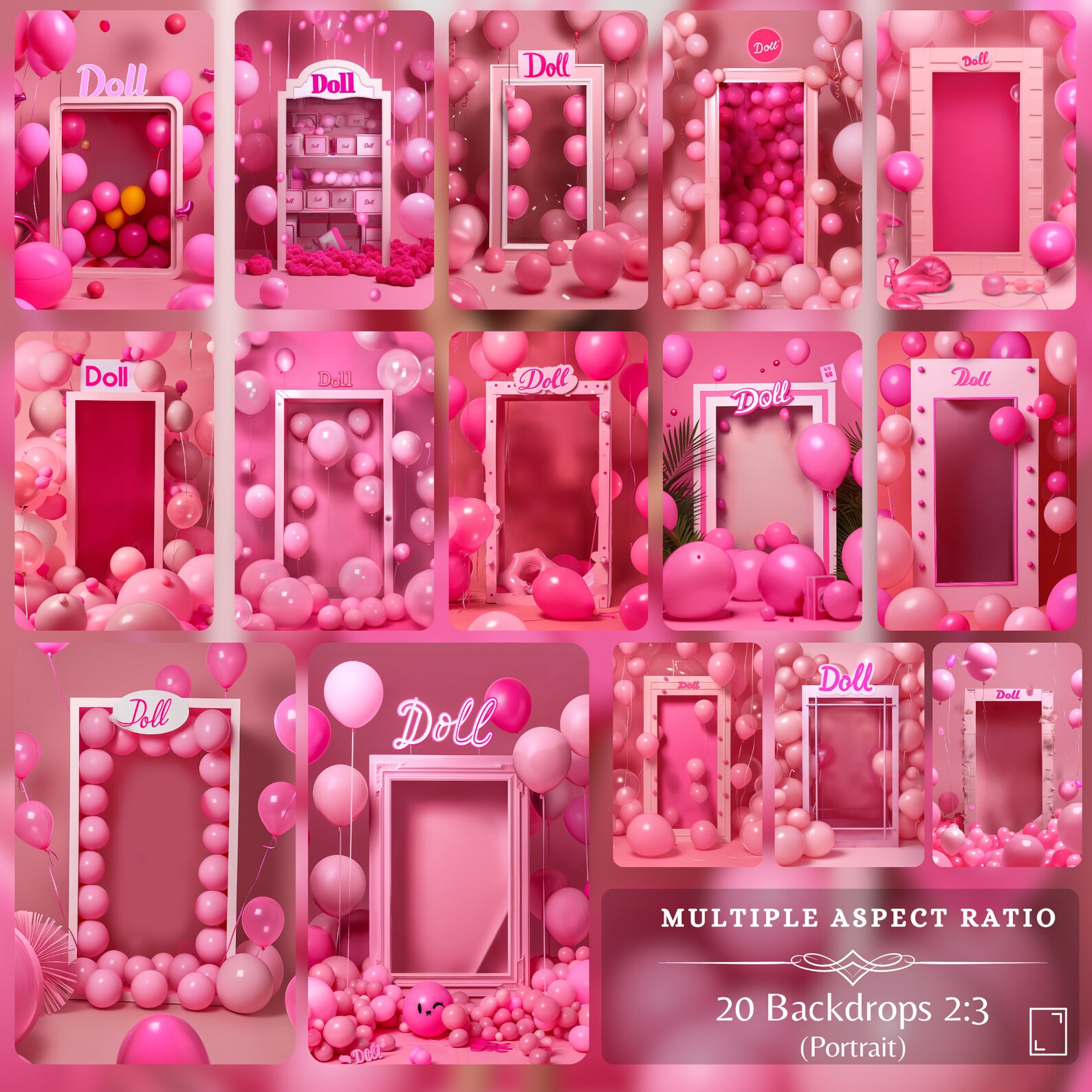 Doll in A Box Vibrant Pink Digital Backdrops: 40 Feminine Aesthetic ...