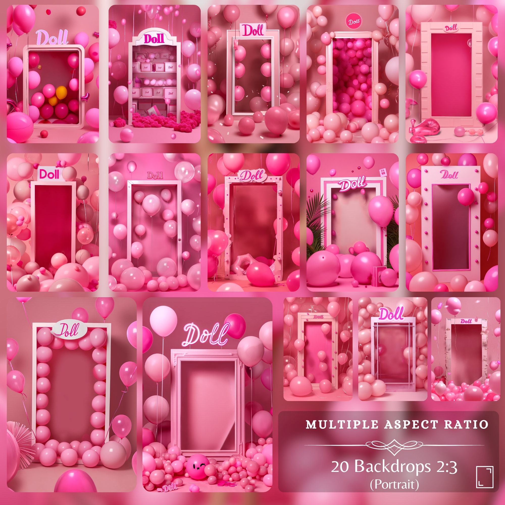 Doll in A Box Vibrant Pink Digital Backdrops: 40 Feminine Aesthetic ...