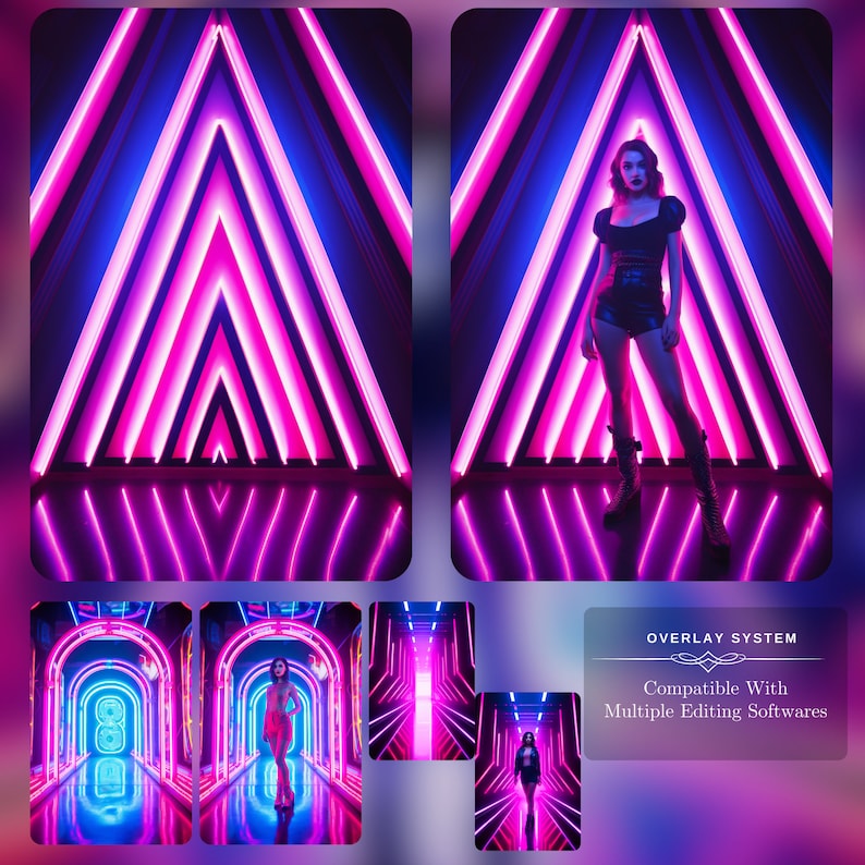 30 Glow in the Dark Neon Backdrop With 10 PS Overlays: Neon - Etsy