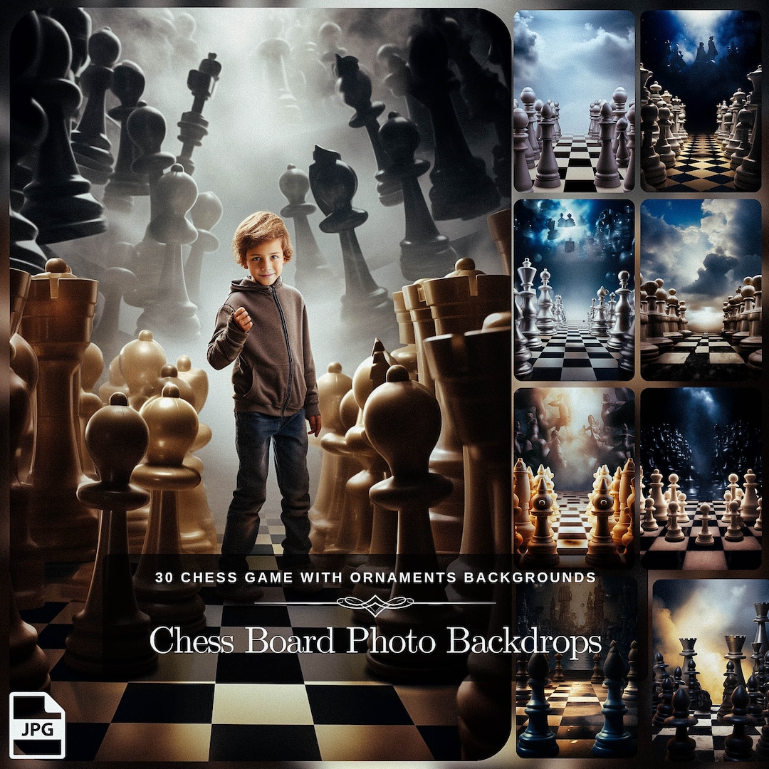 Chess Board Photo Backdrop Digital Download: 30 Black and White Chess ...