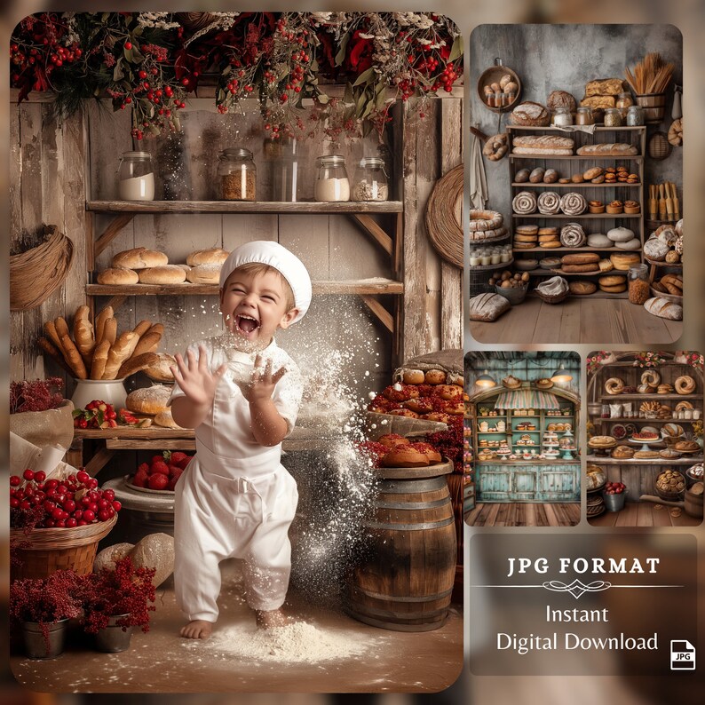 French Bakery Nostalgia: 40 Vintage Bakery Digital Backgrounds for ...